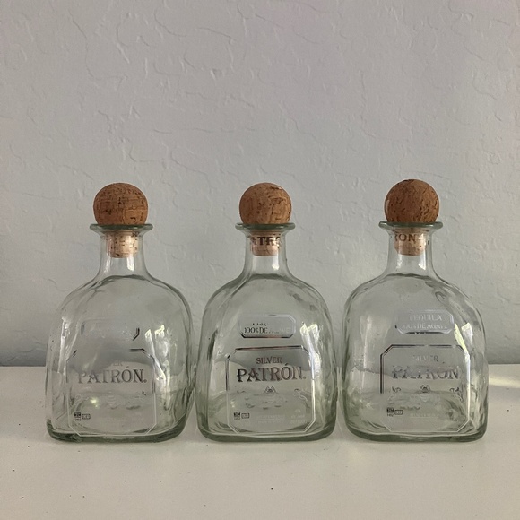Patron | Accents | Set Of 3 Patron Silver Tequila Glass Bottles 375 Ml ...